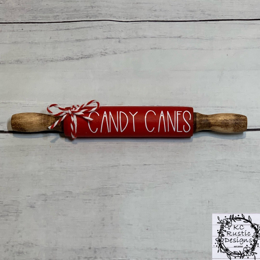 Candy Canes Mini Wood Rolling Pin/ Christmas Decor/ Tiered Tray Decor ...
