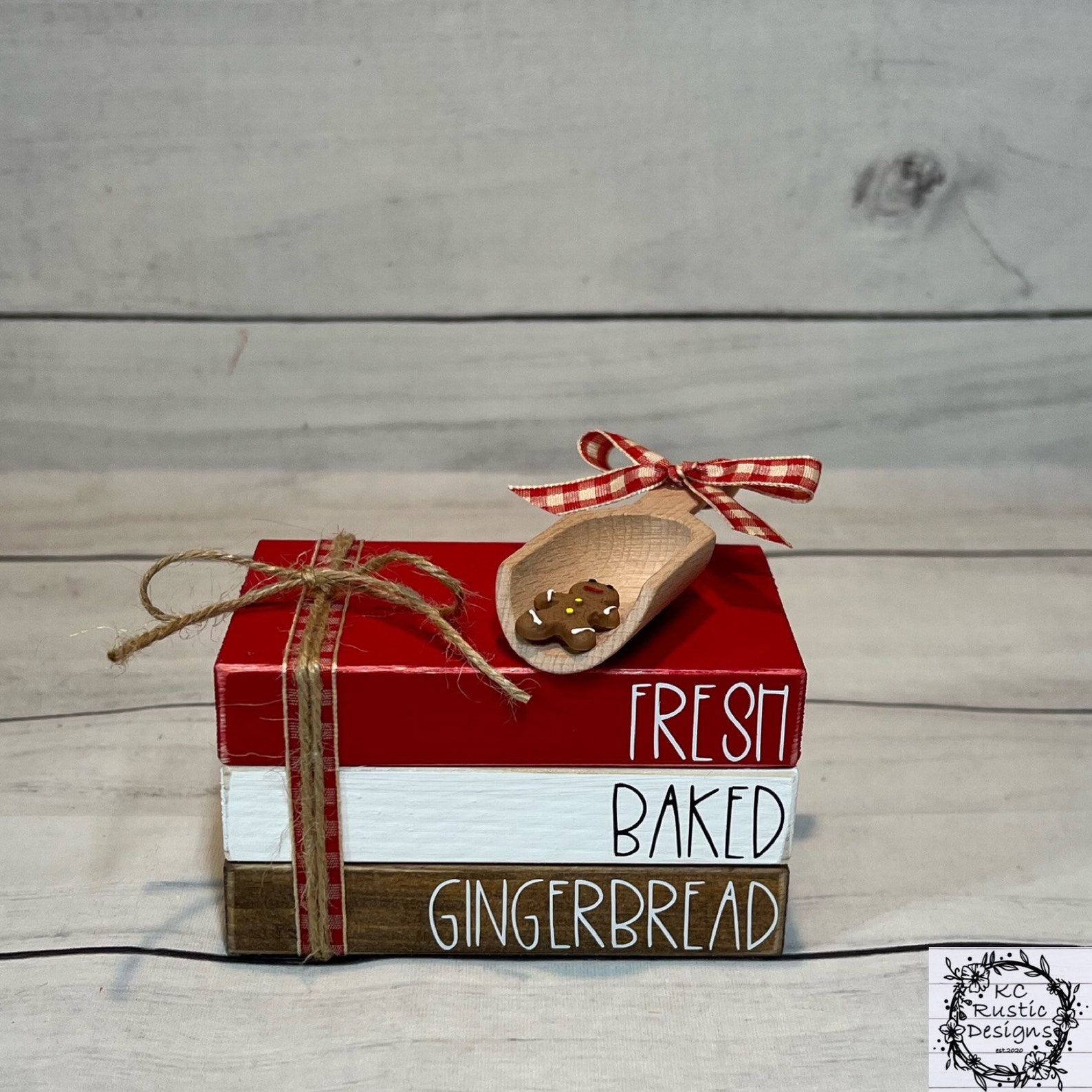 Gingerbread Mini Wood Book Stack With Scoop/ Gingerbread - Etsy