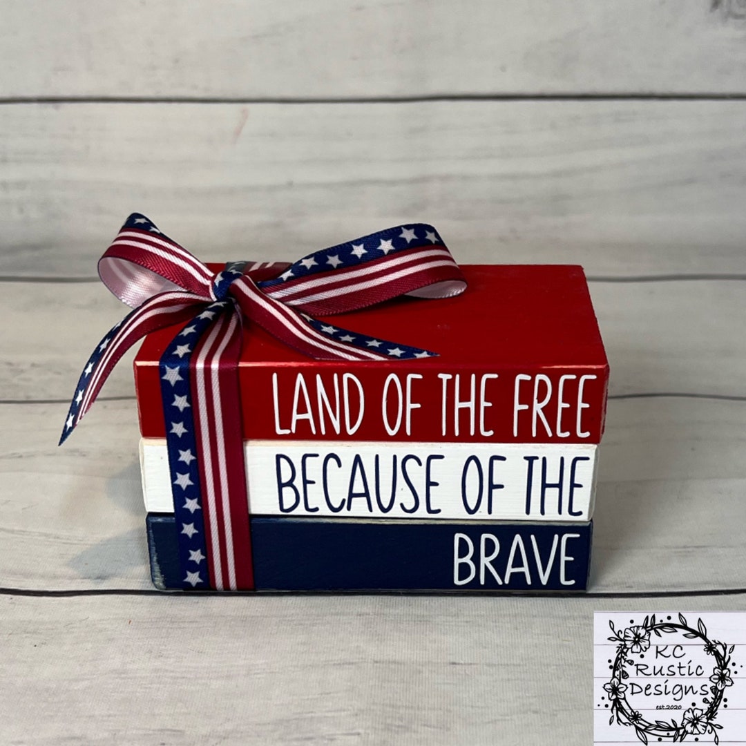 Patriotic Mini Wood Book Stack/patriotic Decor/ Tier Tray Decor/ 4th of ...