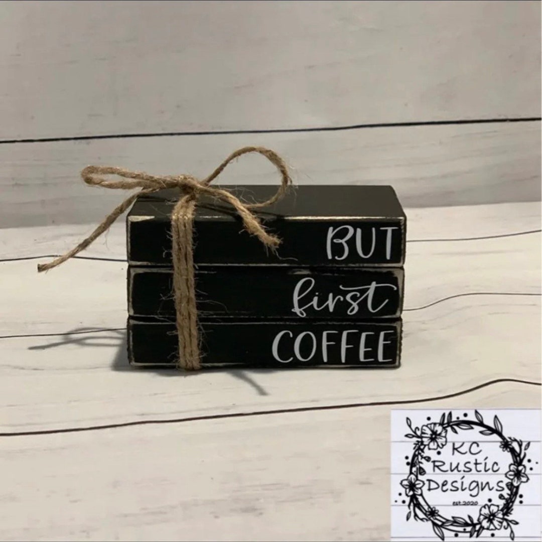 Coffee Mini Wood Book Stack/ Tiered Tray Decor/ Coffee Bar/ Farmhouse ...