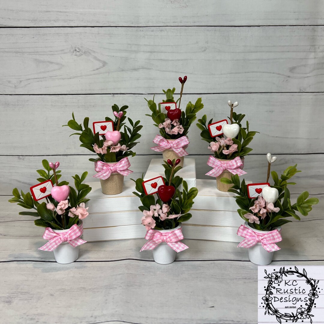 Valentine Mini Wood Flower Pot/valentine’s Day/decor Tiered Tray Decor ...