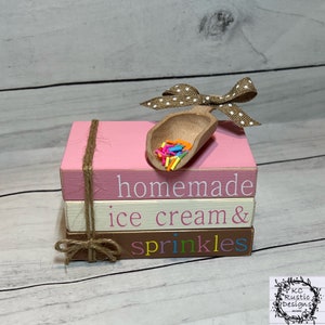 Ice Cream Mini Wood Book Stack With Scoop/ Sprinkles/ Ice Cream Tier ...