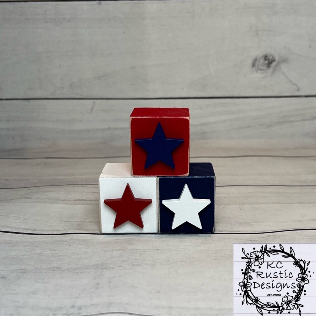 Patriotic Wood Blocks/ 4th of July Decor/ Patriotic Decor/ Tier Tray ...