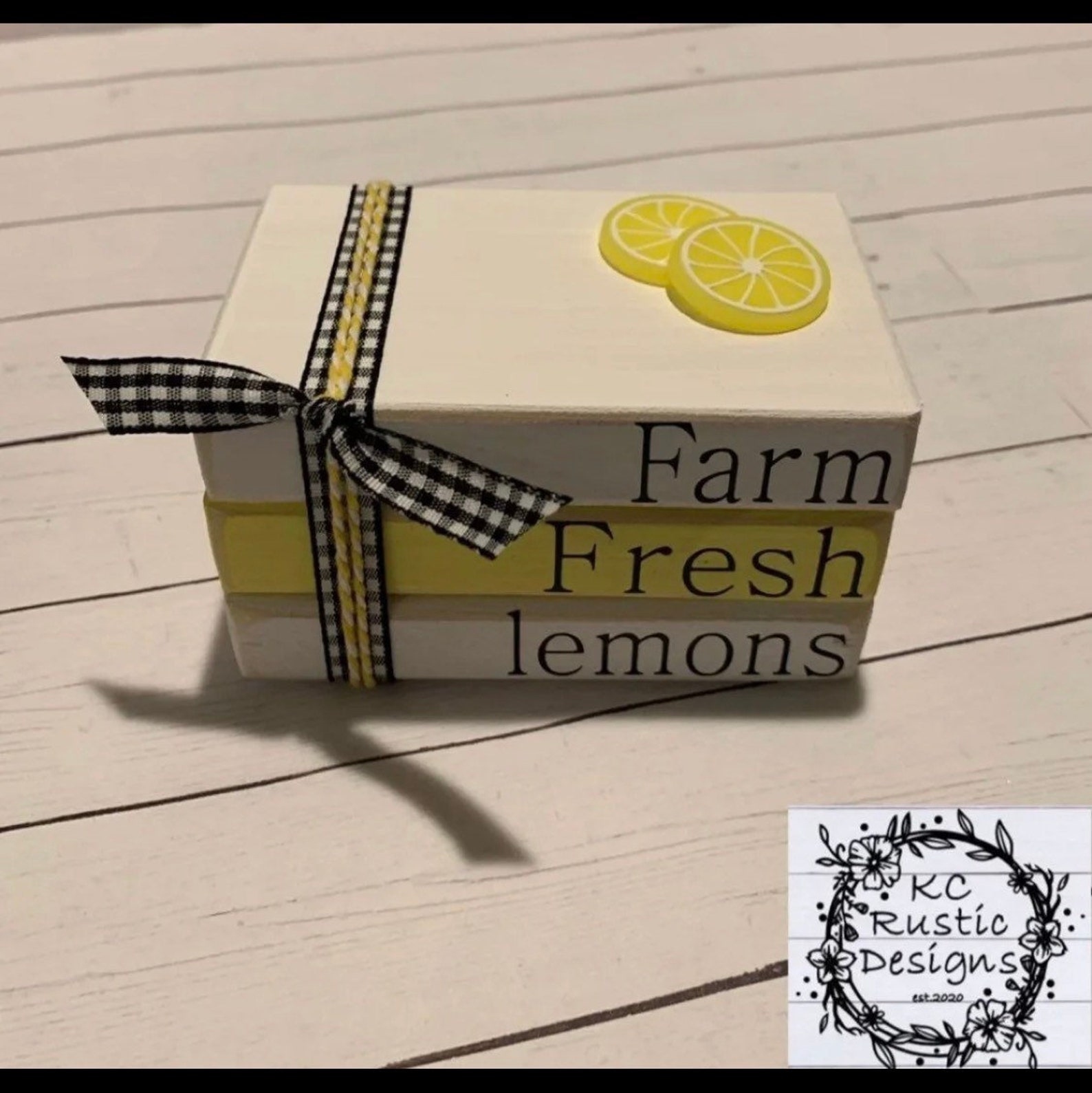 Lemon Mini Wood Book Stack/ Lemonade Decor/ Tier Tray Decor/ | Etsy