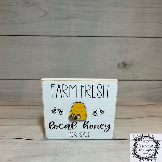 Bee Wood Sign/ Farm Fresh Honey Sign/ Bee Decor/ Bee Tier | Etsy