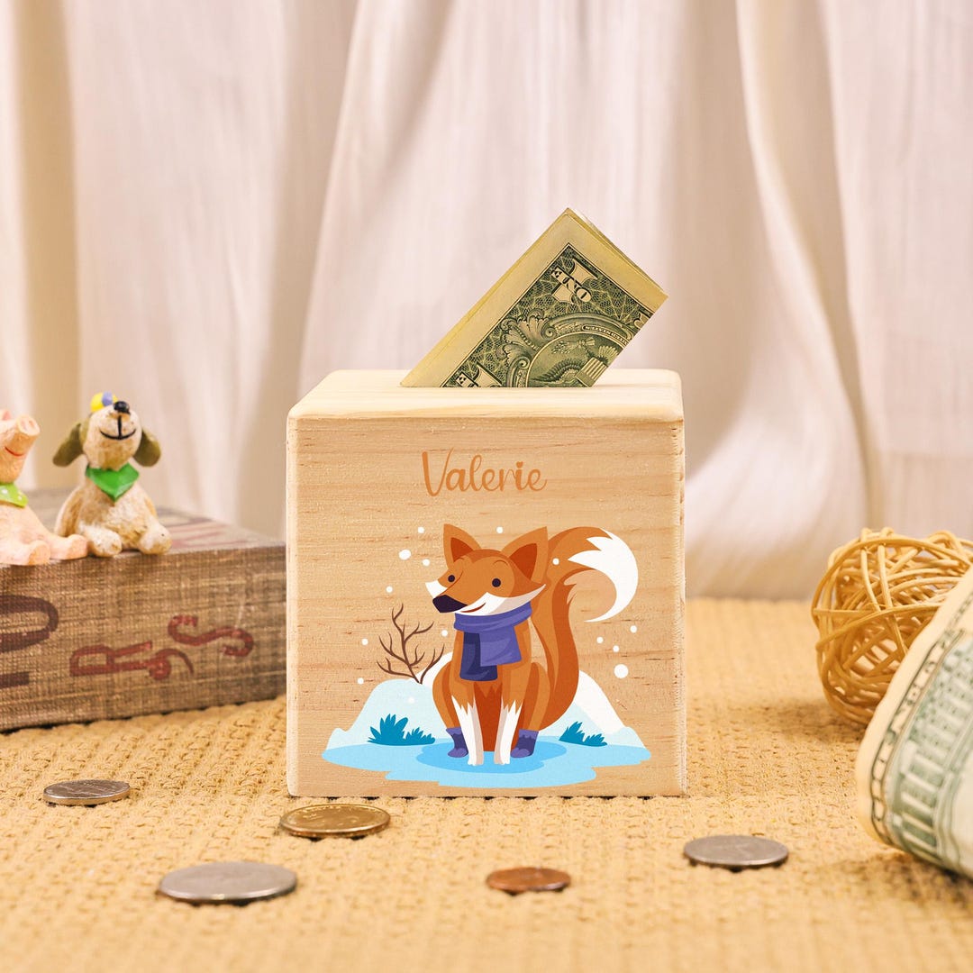 Custom Wood Animal Coin Bank: Personalized Baby Gift - Etsy