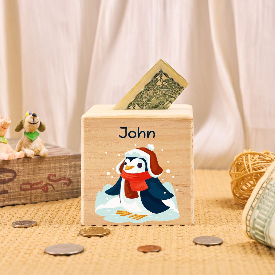 Custom Winter Animals Piggy Coin Bank With Name, Personalized Animals ...