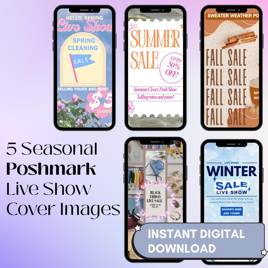 Poshmark Live Show Cover Images | Set of 5 Seasonal Live Show Covers ...