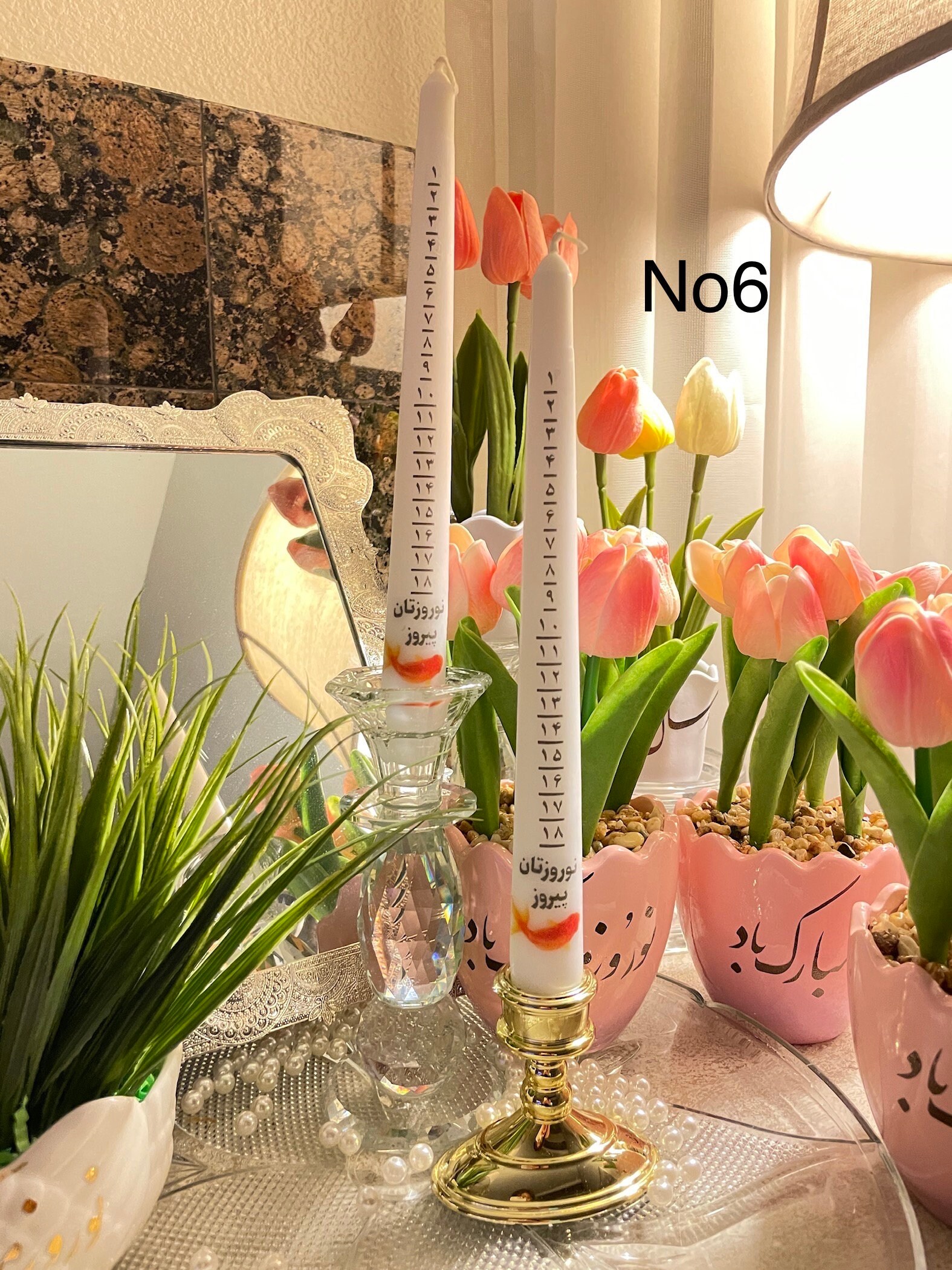 Handmade Farsi Calligraphy, Set of 2 Taper Candles, Haftsin Candle ...