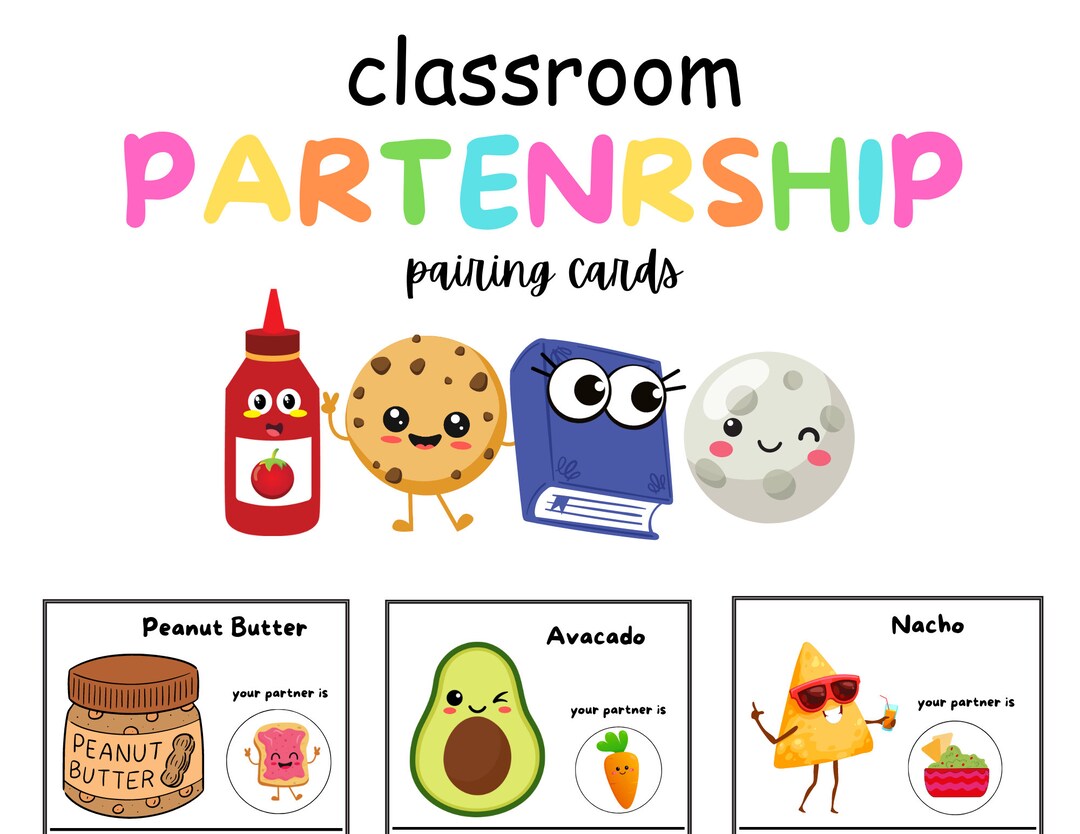 Classroom Partnership Pairing Cards: Fun Picture Pairs - Etsy