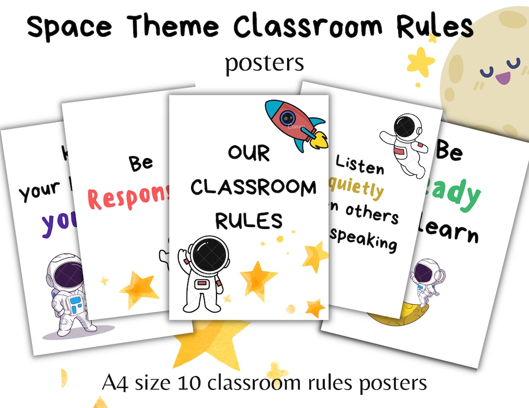 Space Theme Classroom Rules Posters: Classroom Decor - Etsy