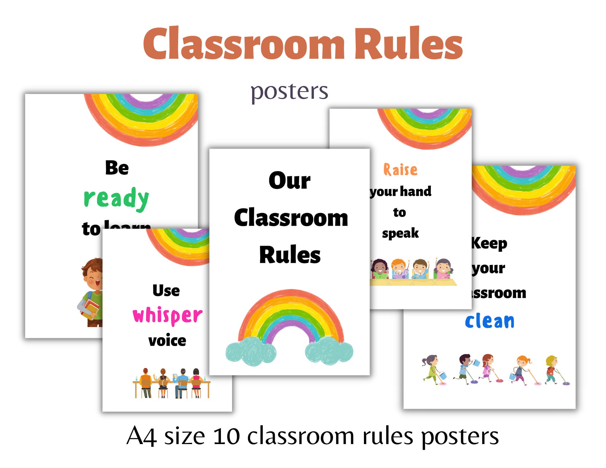 Rainbow Colorful Theme Classroom Rules and Expectations - Etsy