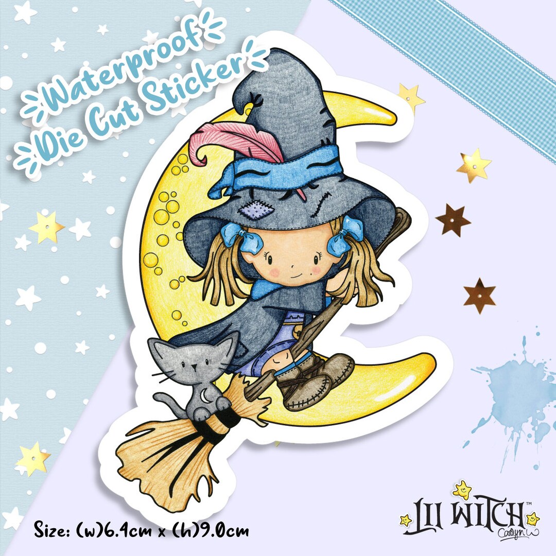 Lil Witch and Boo take Flight Die Cut Sticker/ Witch Sticker/ - Etsy ...