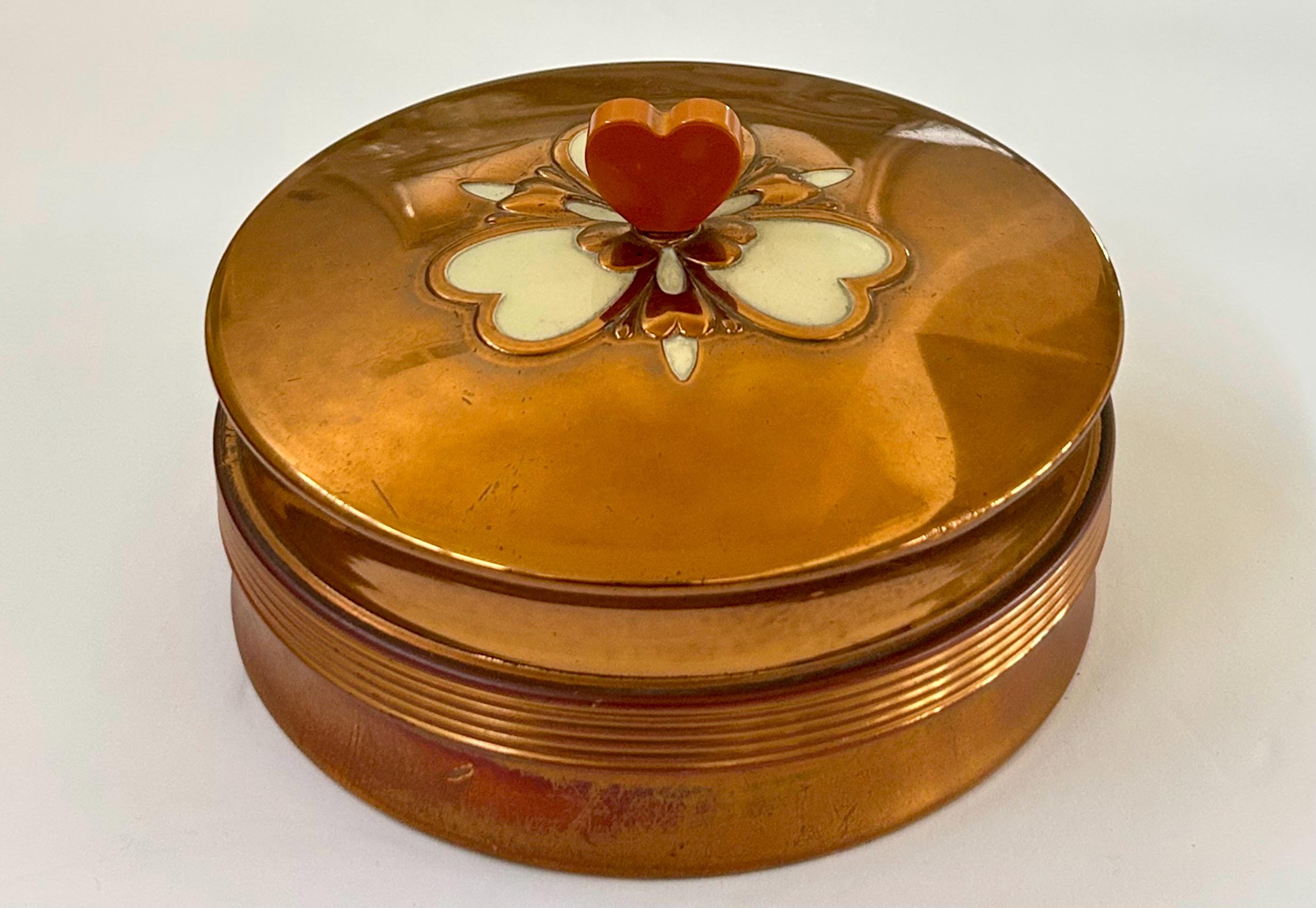 Vintage CHASE Copper and Glass Boudior, Vanity Powder Jar - Etsy