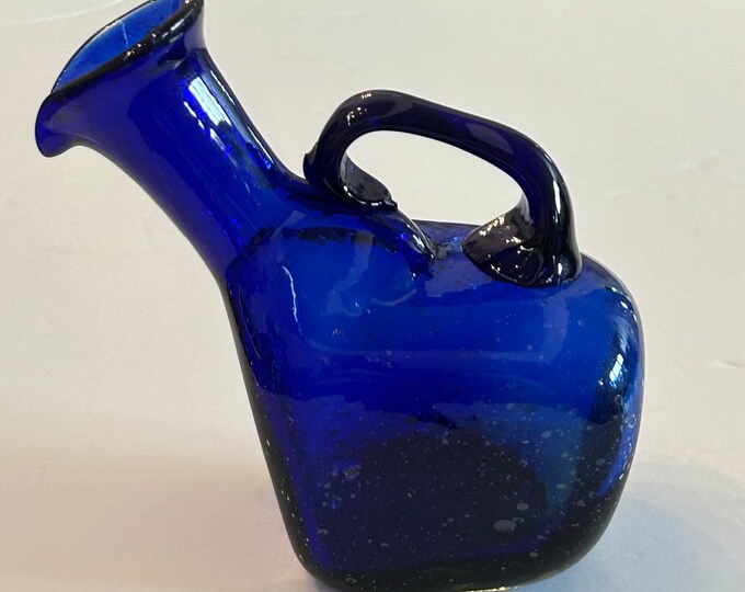 Vintage Cobalt Blue Hand Blown Glass Cruet - Etsy
