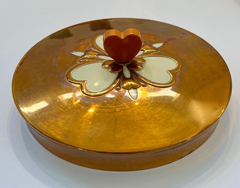 Vintage CHASE Copper and Glass Boudior, Vanity Powder Jar - Etsy