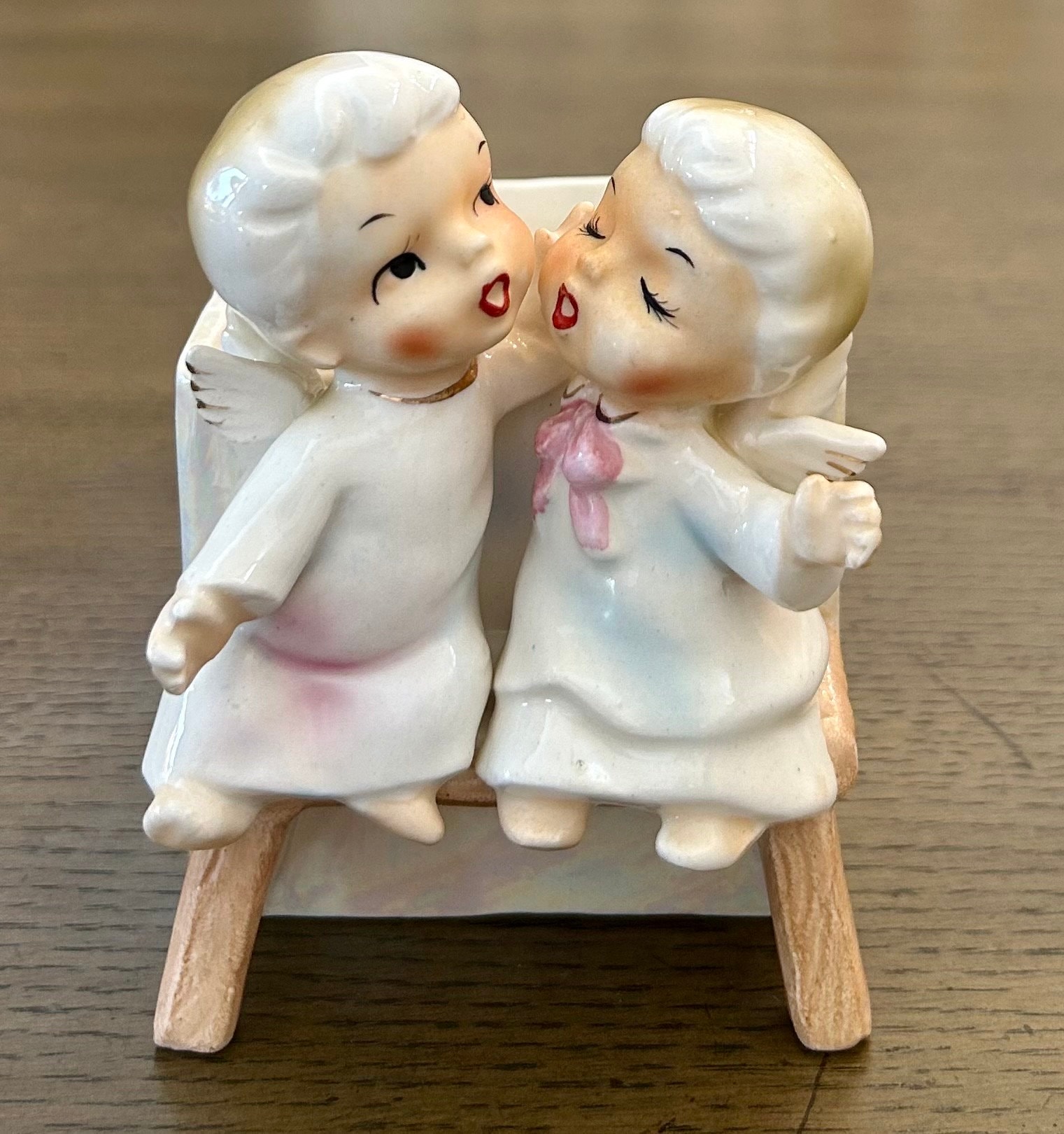Porcelain Kissing Angel Figurines
