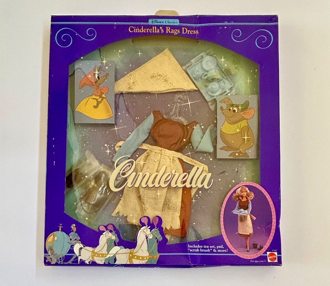 Vintage 1991 Disney Classics Cinderella Rags Dress Set by Mattel (NIB ...