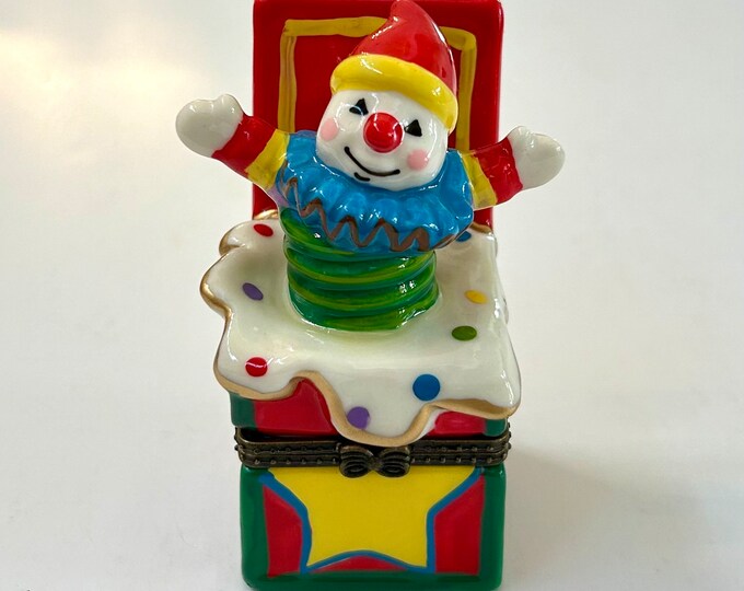 Collectible Clown Jack in the Box Porcelain Miniature Trinket Box With ...
