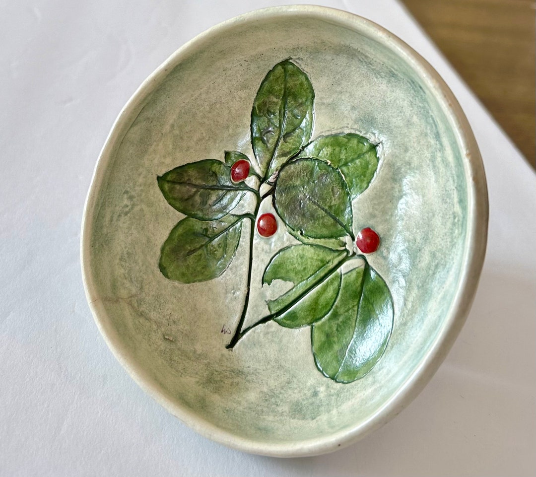 Vintage Salt Marsh Pottery Small Wintergreen Bowl Trinket Dish - Etsy