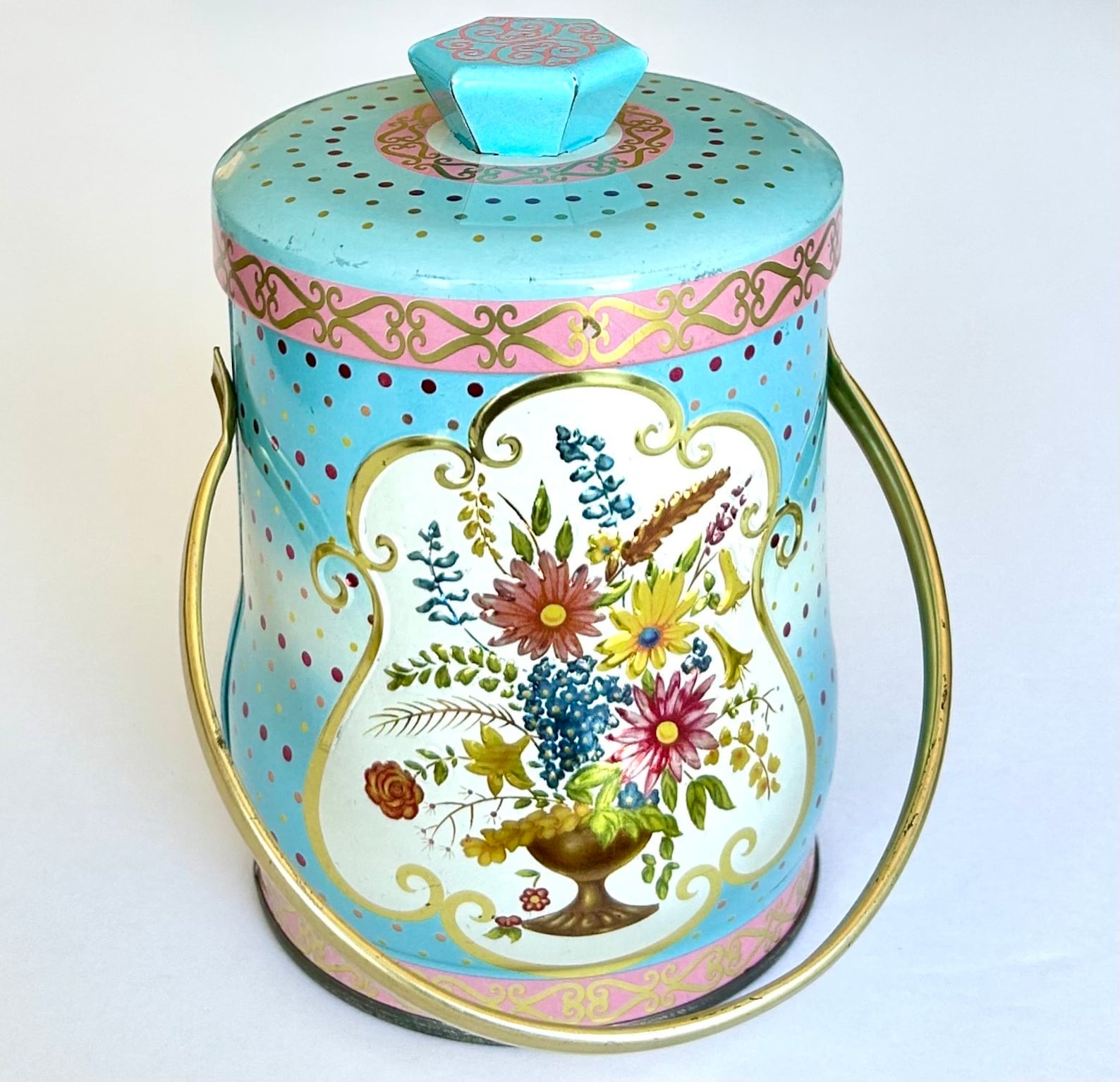 Vintage Royal Crown Blue Floral Confections Tin Container With - Etsy