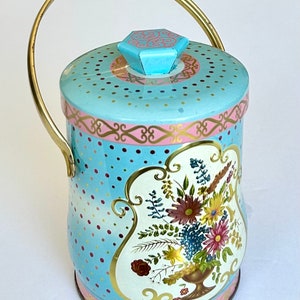 Vintage Royal Crown Blue Floral Confections Tin Container With Lid and ...