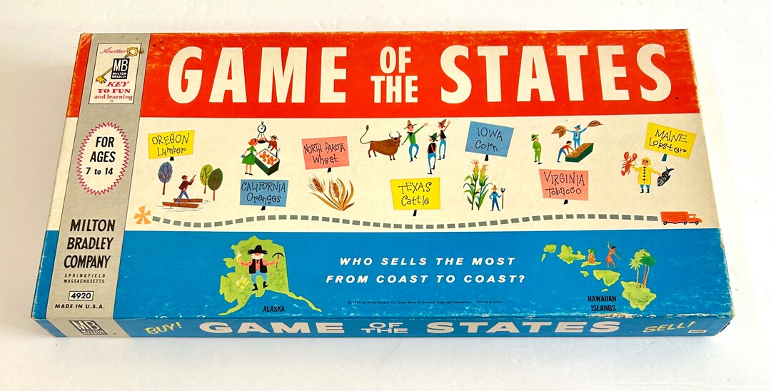 Vintage 1960 Game of the States Board Game by Milton Bradley No. 4920 ...