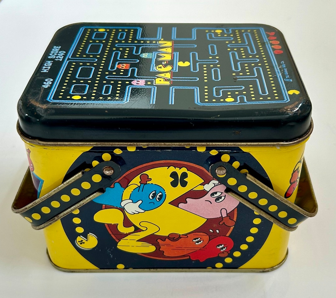 Vintage 1980 PAC-MAN Storage Tin With All Around Design Lid and ...