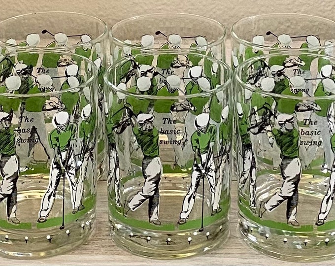 Vintage Ben Hogan the Basic Swing Golf Lowball / Old Fashioned Glasses ...