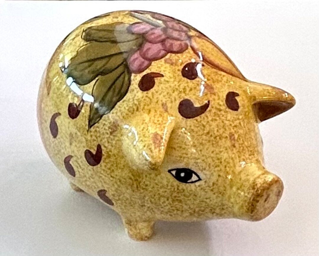 Vintage Ceramic Piggy Coin Bank With Fruit Design - Etsy