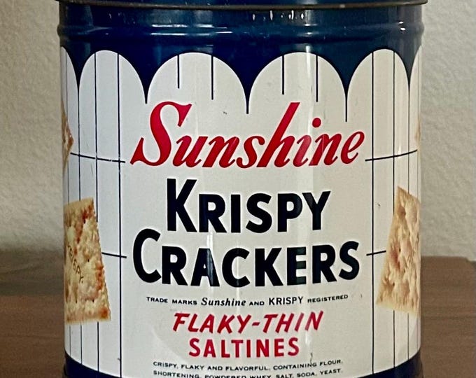 Vintage Sunshine Krispy Crackers Flaky Thin Saltines 15 Oz Cracker Tin ...