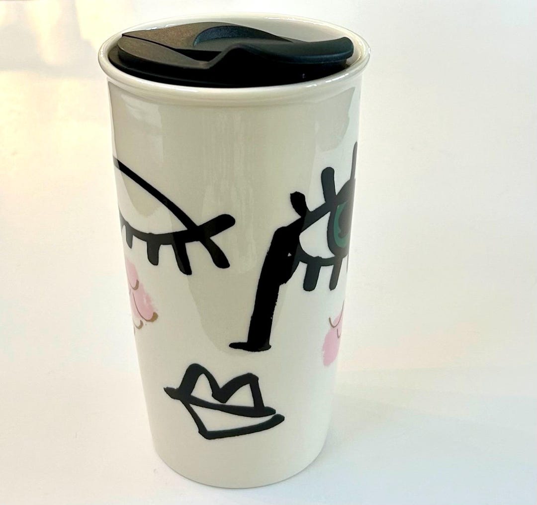 Collectible Starbucks Abstract Art Winking Eye Siren Ceramic Travel ...