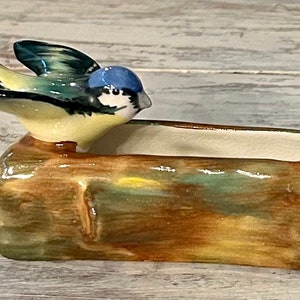 Vintage Small Ceramic Bird on Log Holder / Planter 3 1/2 Made in ...