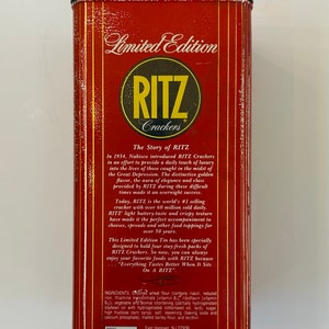 Vintage 1986 RITZ Crackers Limited Edition Oblong 16 Oz Tin Container ...
