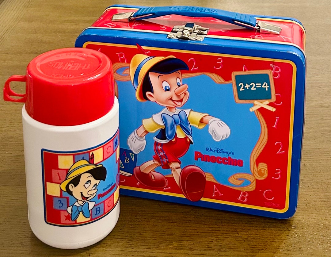 Vintage Walt Disneys Pinocchio Metal Lunch Box With Plastic Thermos - Etsy