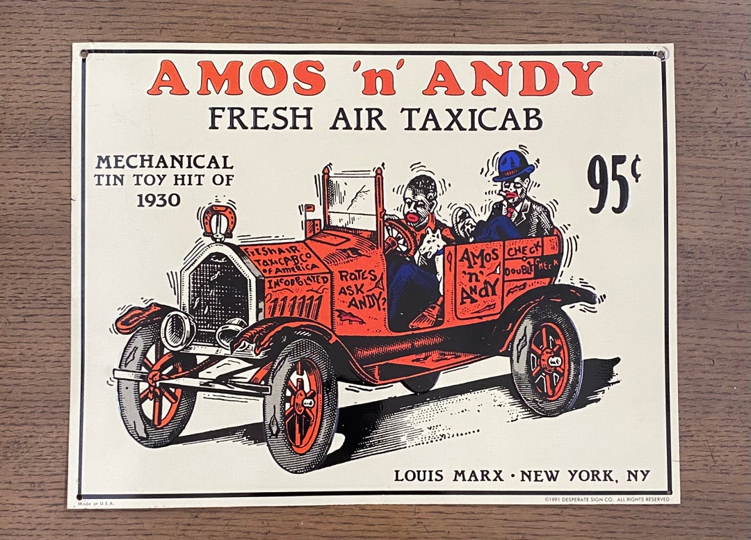 Vintage 1991 Amos ‘n’ Andy Fresh Air Taxicab Metal Sign by Desperate ...