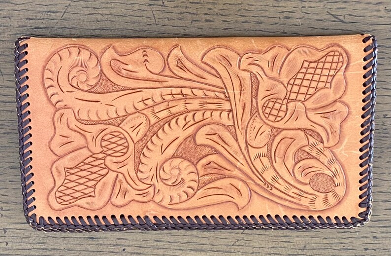 Vintage Hand-tooled Leather Bi-fold Wallet - Etsy