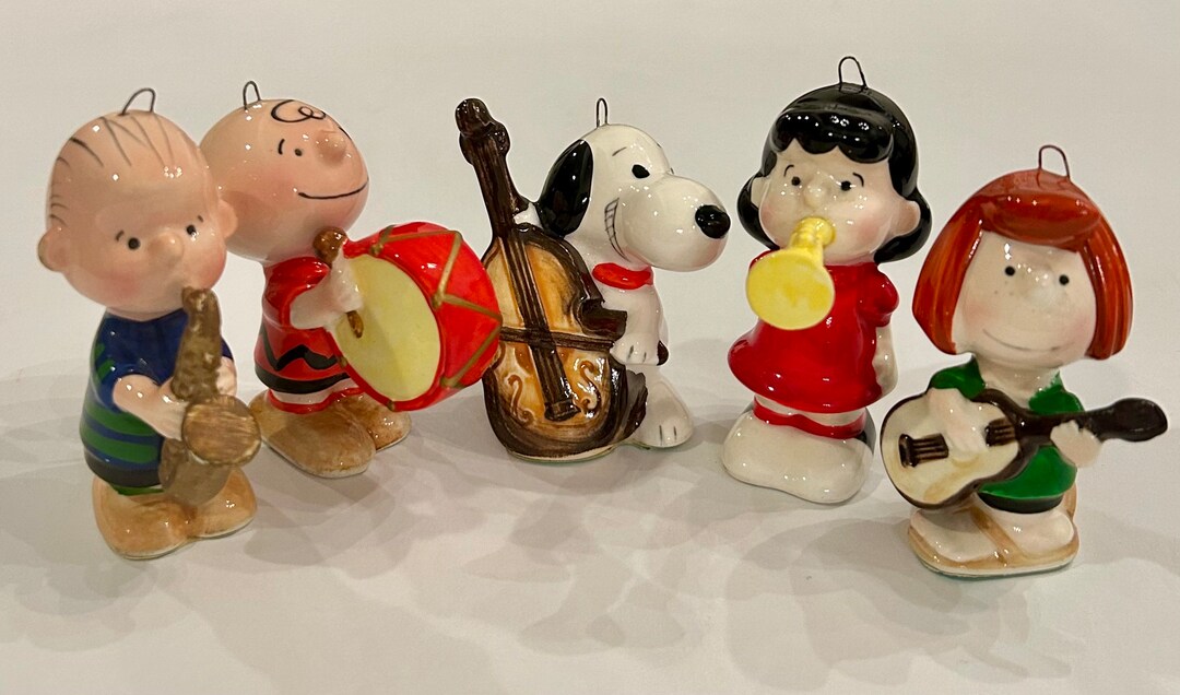 Vintage Selection of Peanuts Pals Playing Musical Instruments Ornaments ...