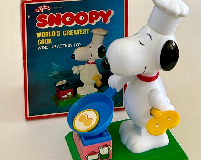 Vintage 1965 Peanuts Snoopy Worlds Greatest Cook Wind up Action Toy ...