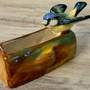 Vintage Small Ceramic Bird on Log Holder / Planter 3 1/2 Made in ...