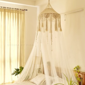 Macrame Canopy With Tulle Boho Macrame Canopy Baby Nursery - Etsy