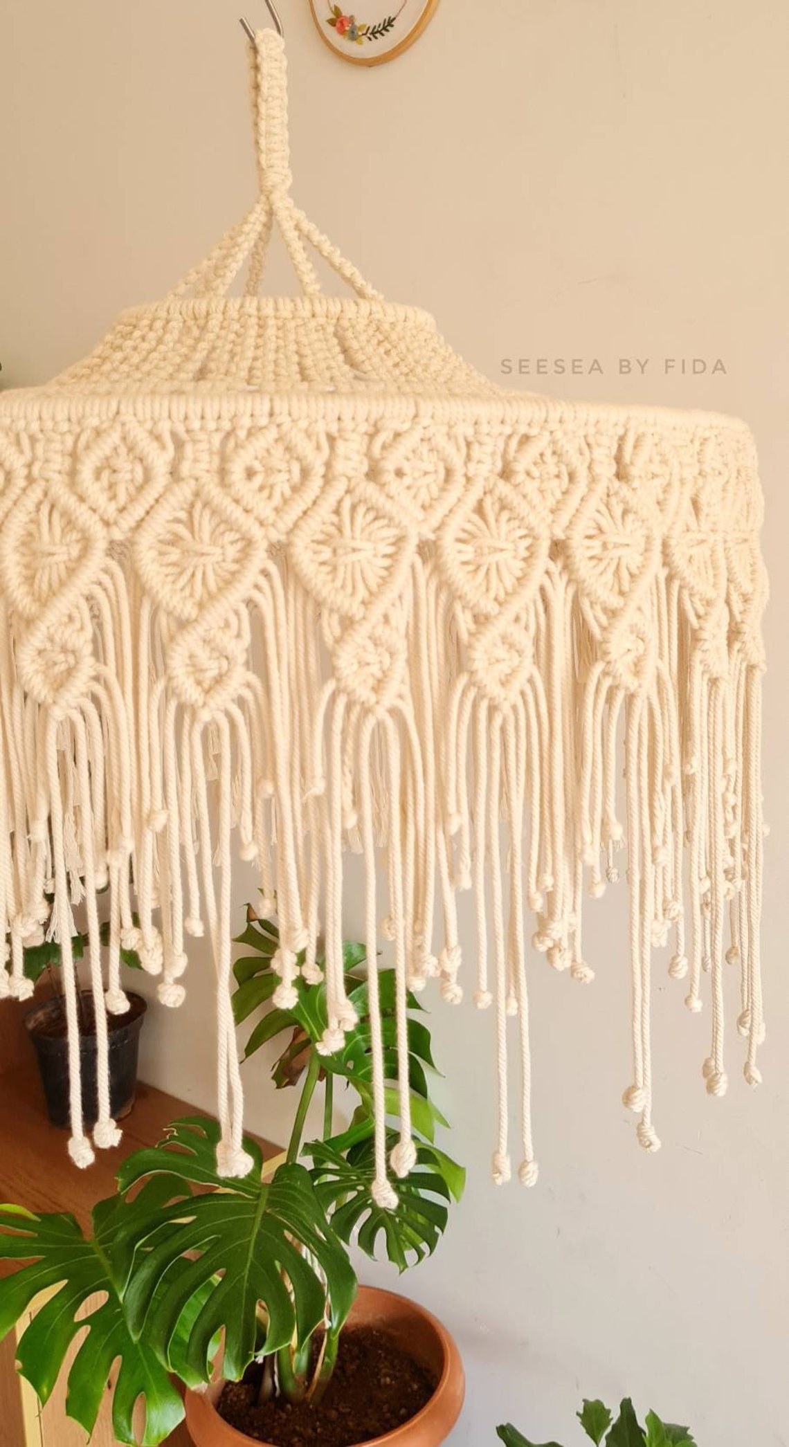 Large Macrame Chandelier Macrame Lampshade Canopy Extra - Etsy