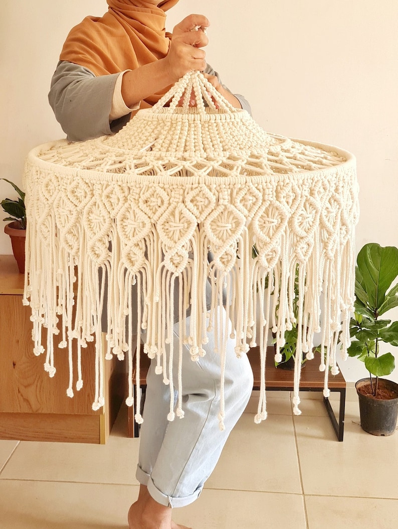 Large Macrame Chandelier, Macrame Lampshade, Extra Large Chandelier ...