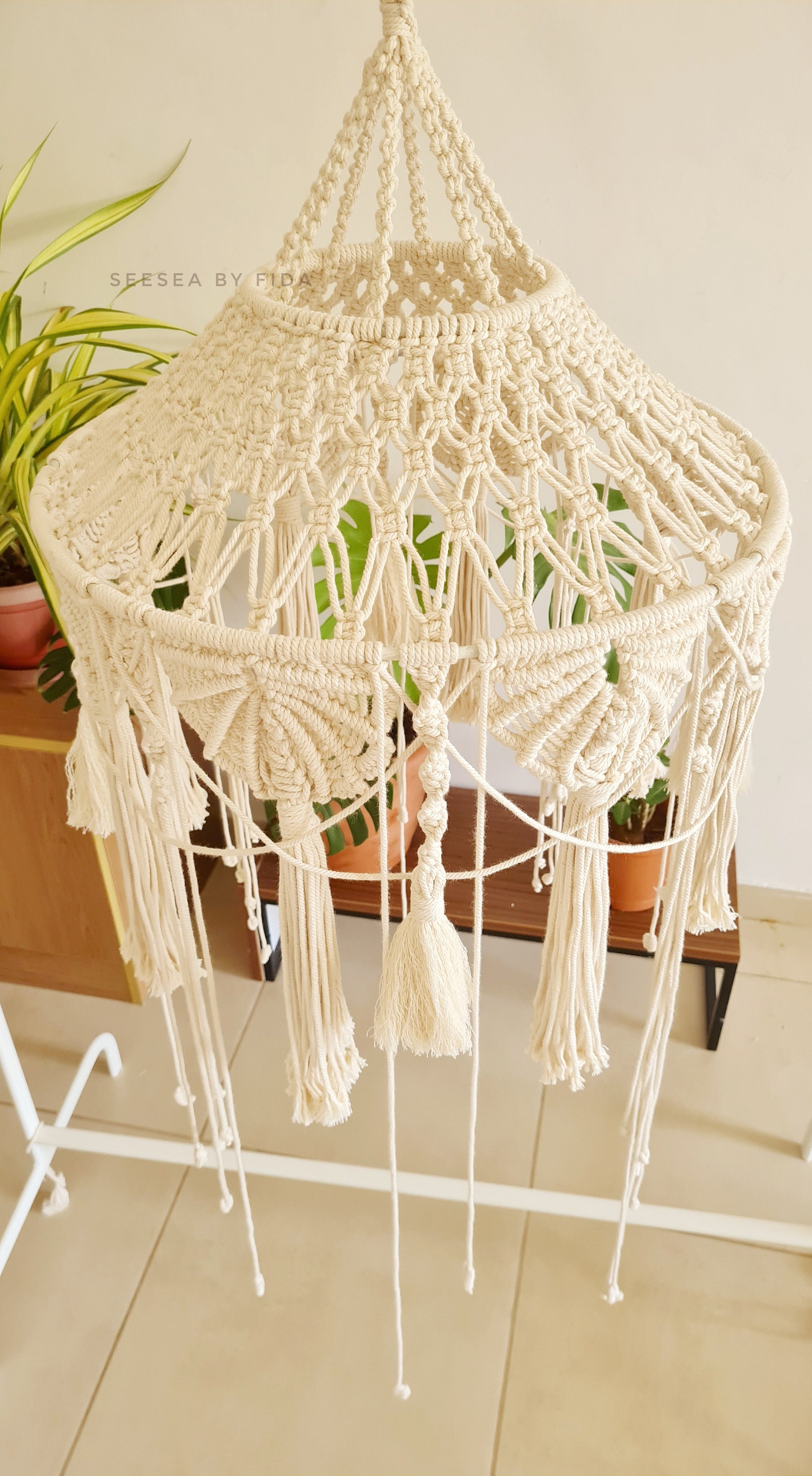 Macrame Canopy With Tulle,boho Handmade Bed Canopy, Baby Nursery Canopy ...