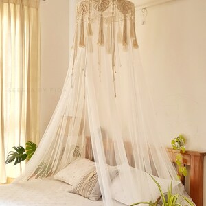 Macrame Canopy With Tulle Boho Macrame Canopy Baby Nursery - Etsy