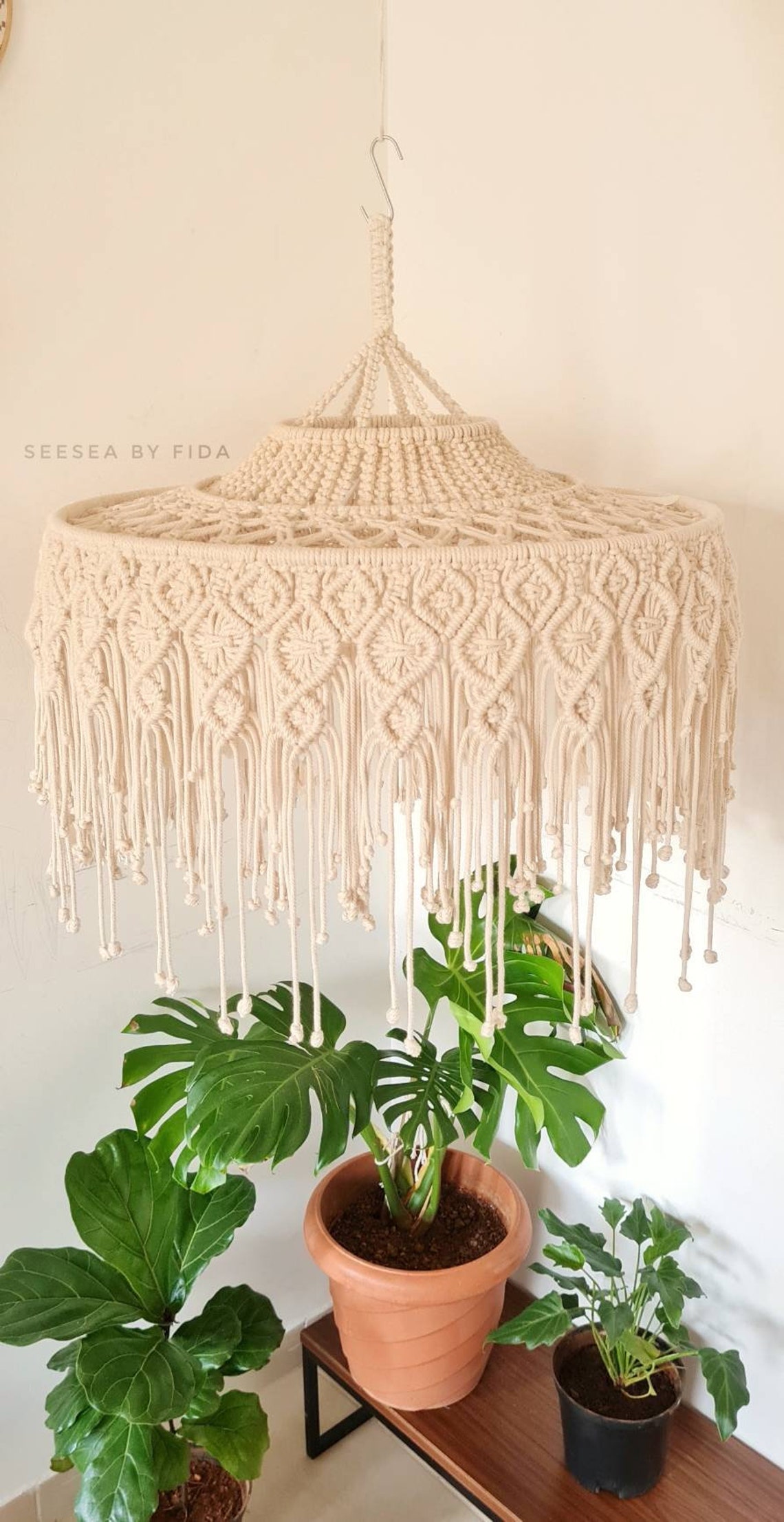 Large Macrame Chandelier Macrame Lampshade Canopy Extra - Etsy
