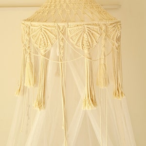 Macrame Canopy With Tulle Boho Macrame Canopy Baby Nursery - Etsy