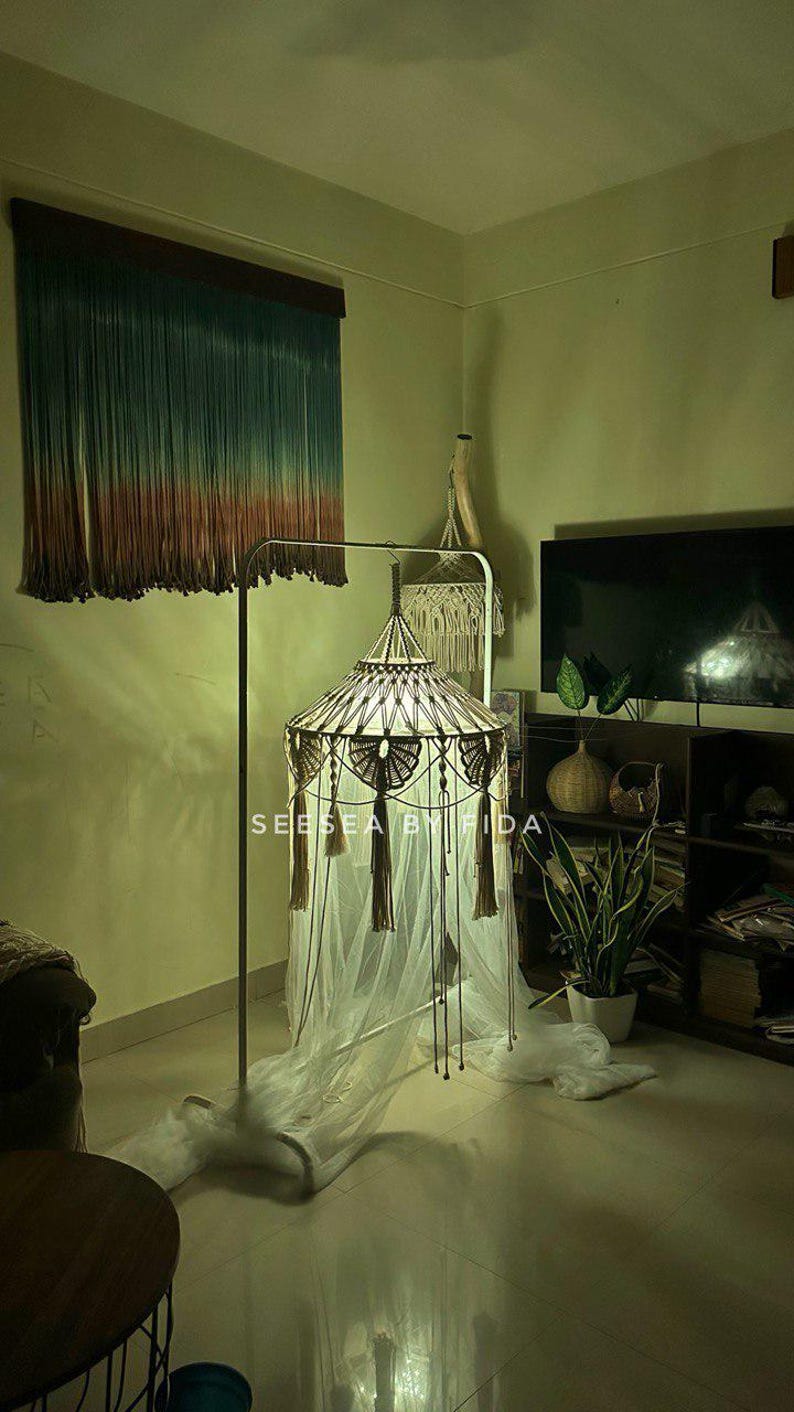 Macrame Canopy With Tulle,boho Handmade Bed Canopy, Baby Nursery Canopy ...