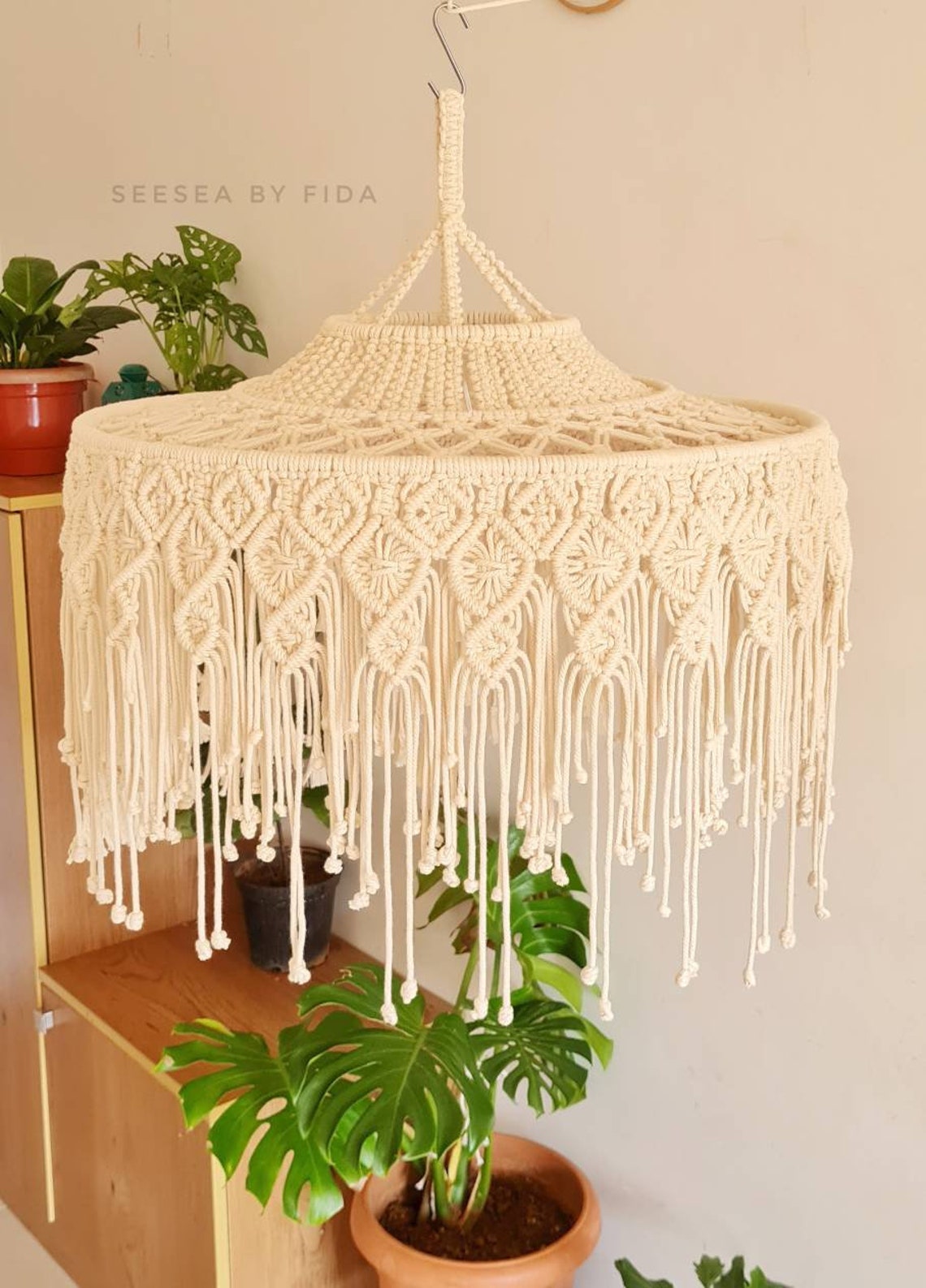 Large Macrame Chandelier Macrame Lampshade Canopy Extra - Etsy