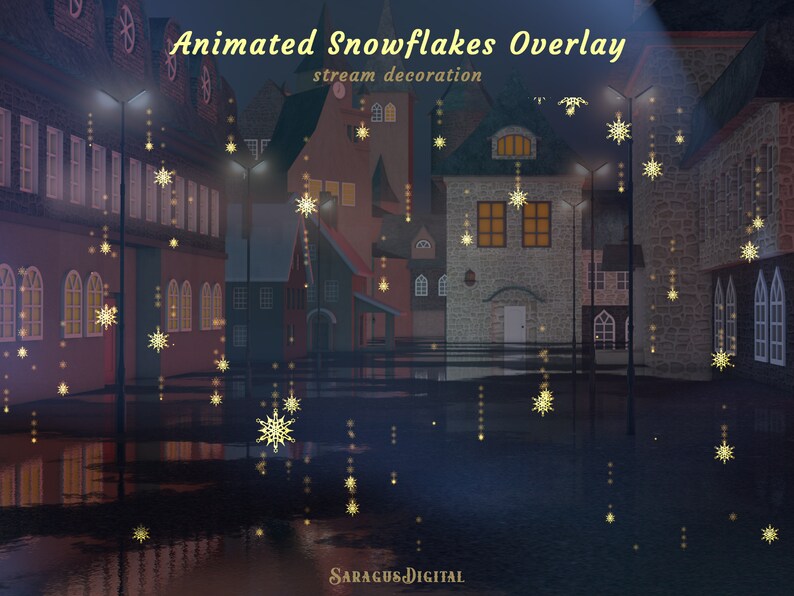 Animated Christmas Snow Twitch Overlays, Glowing Snowflake Stream ...